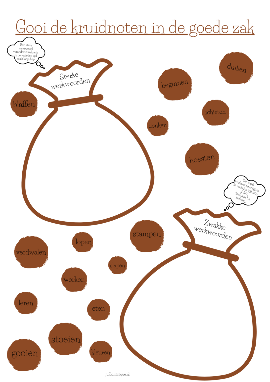 Werkblad sterke en zwakke werkwoorden ⋆ Juf Dominique